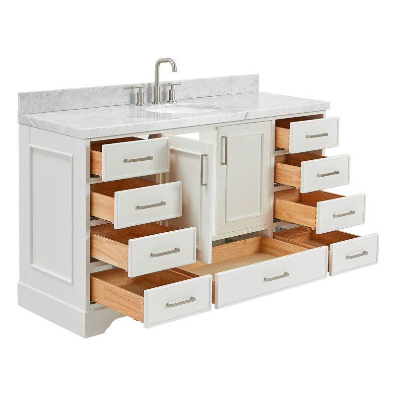 Winston Porter Peighten 61 Single Bathroom Vanity With Carrara Marble